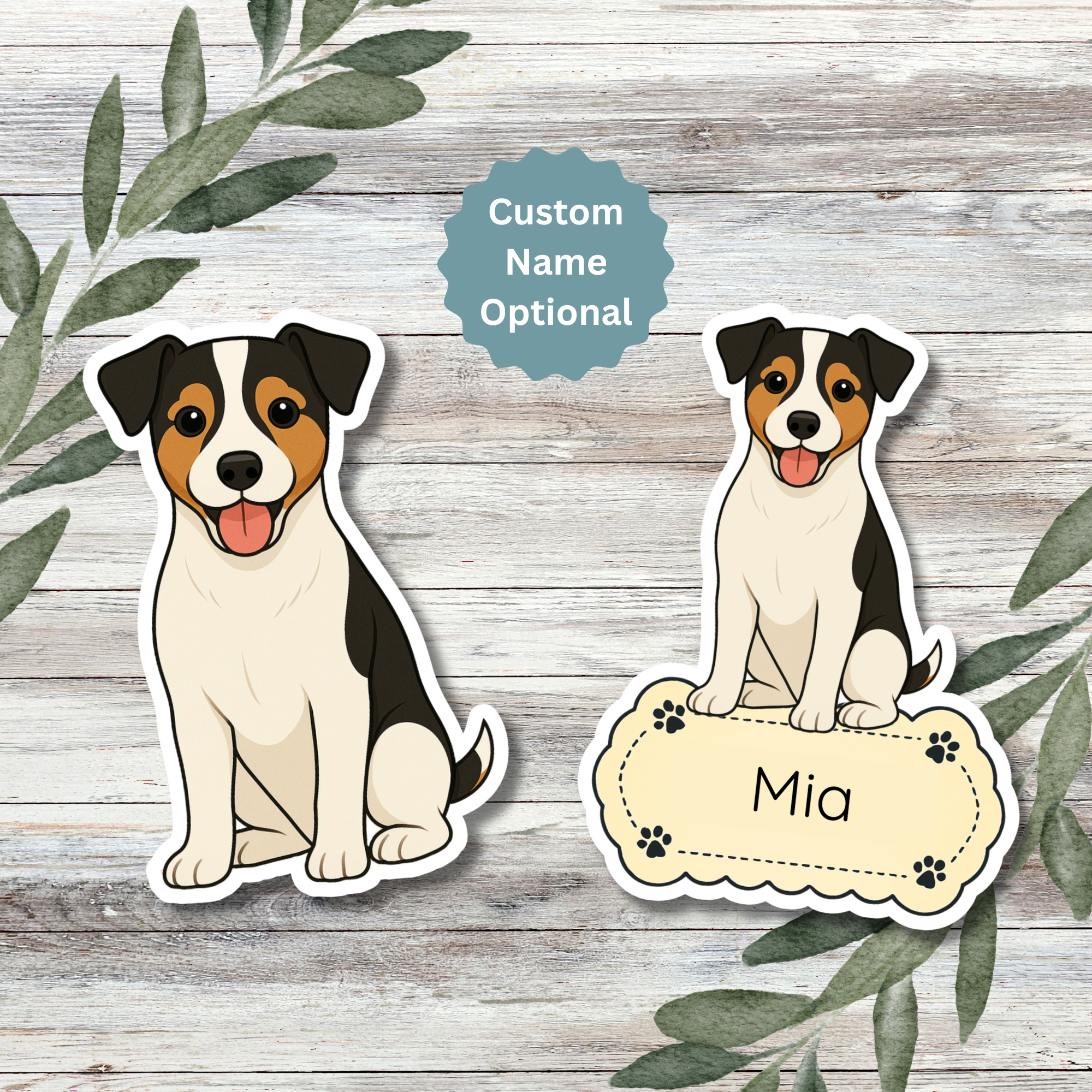 Custom Jack Russell Terrier Dog Sticker - Tri-colored | Personalized w ...