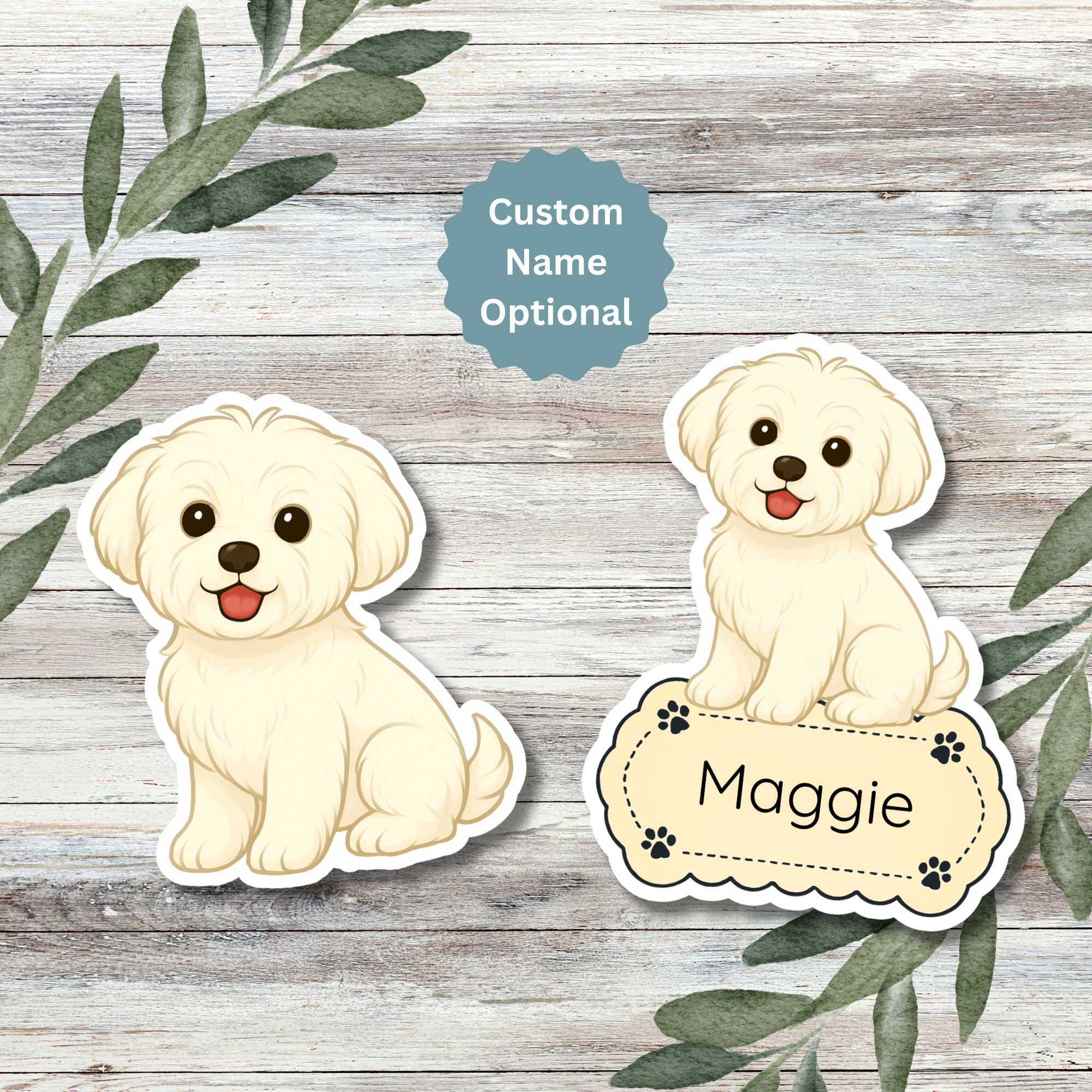 Custom Maltese Dog Sticker - White | Personalized with Name – The ...