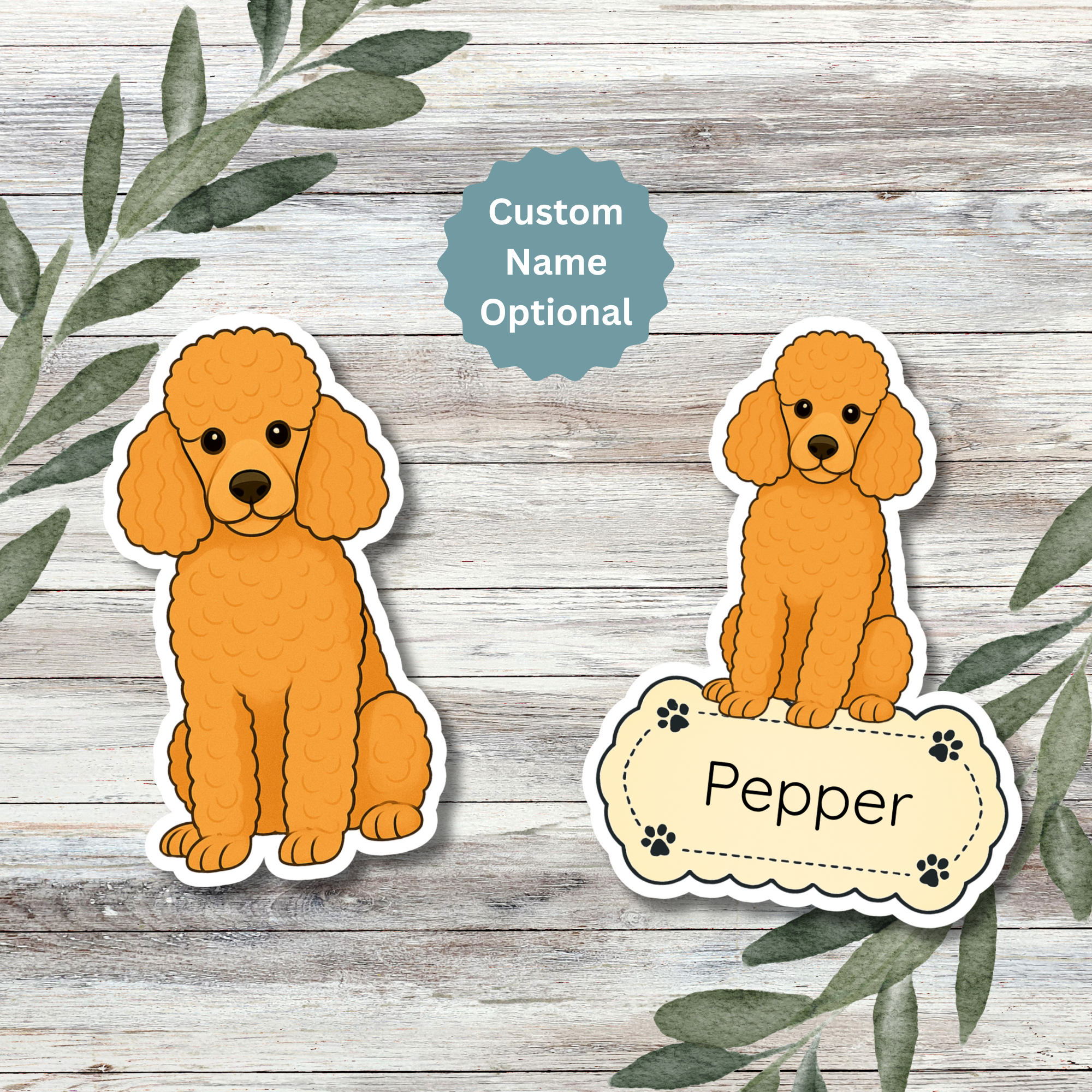 Custom Poodle Dog Sticker - Apricot | Personalized with Name – The ...